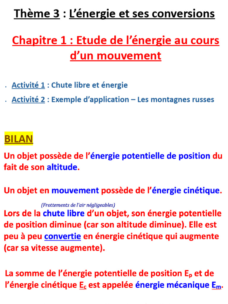 Chapitre 1 (Bilans Des Activités 1, 2 Et 3) | PDF