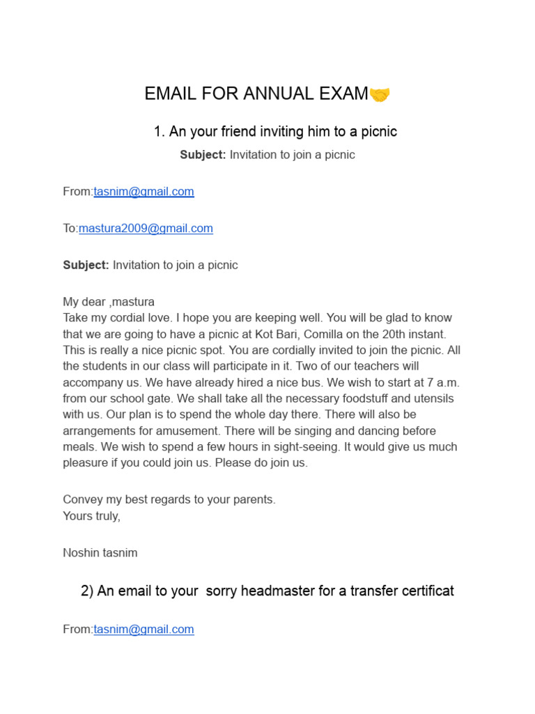 Email For Annual Exam ? | PDF