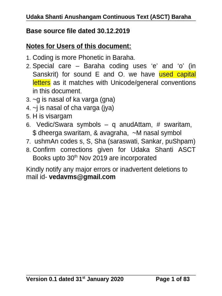 Udaka Shanti ASCT Baraha | PDF