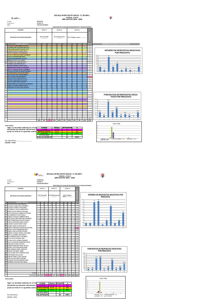 Resultado Pruebas Octavo A | PDF