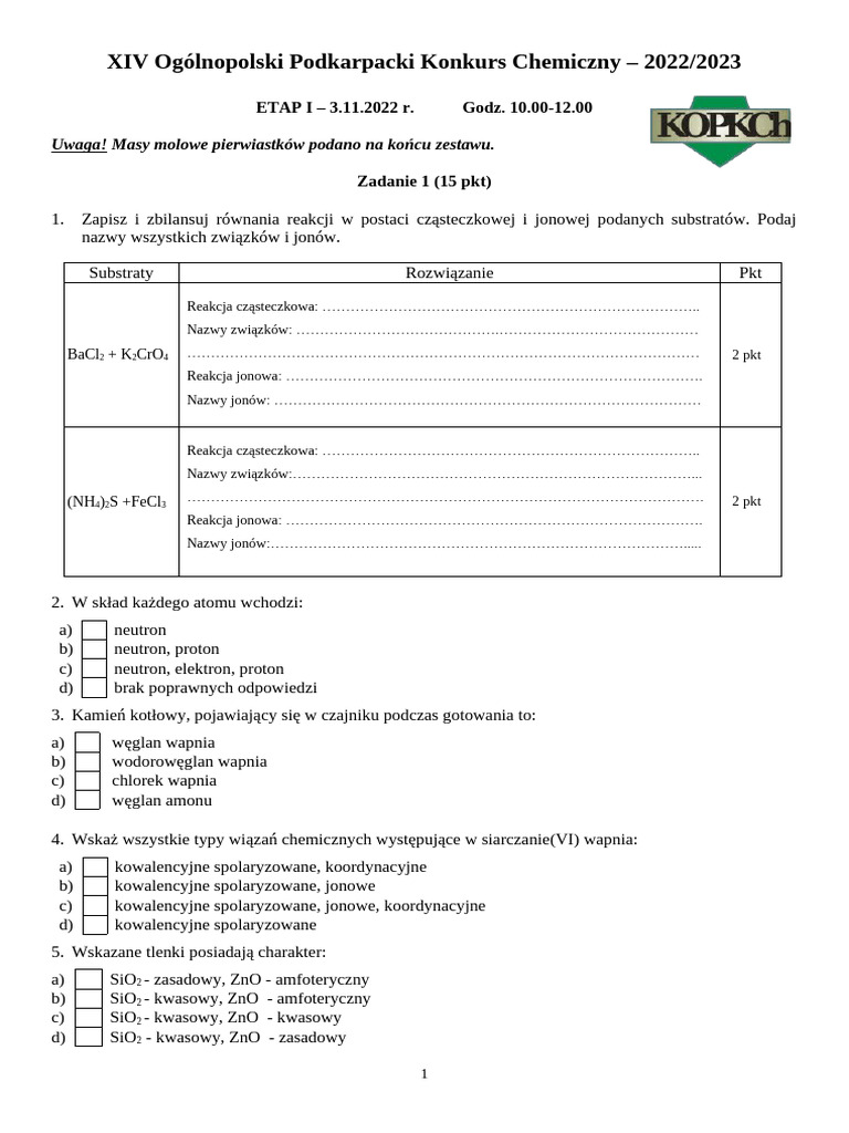I Etap Zadania | PDF