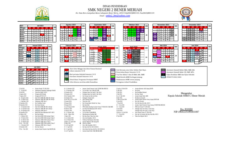 Kalender Pendidikan TP. 2023-2024 SMK 2 | PDF