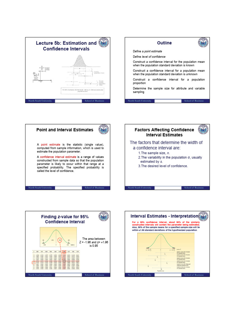 Lecture 5b: Estimation and Confidence Intervals: Outline | PDF
