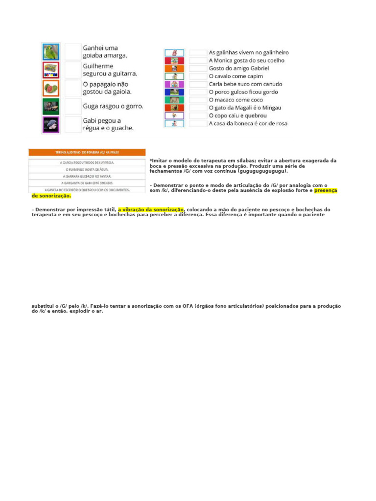 Fonema G Frases | PDF
