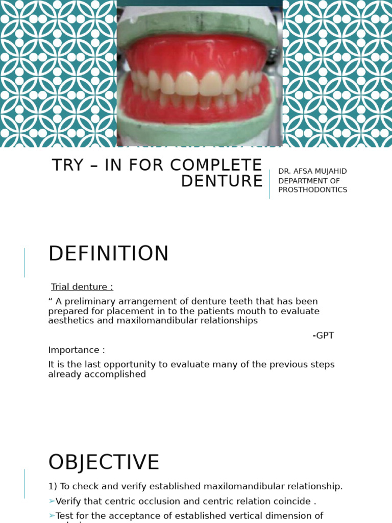 17) Try - in Complete Denture | PDF