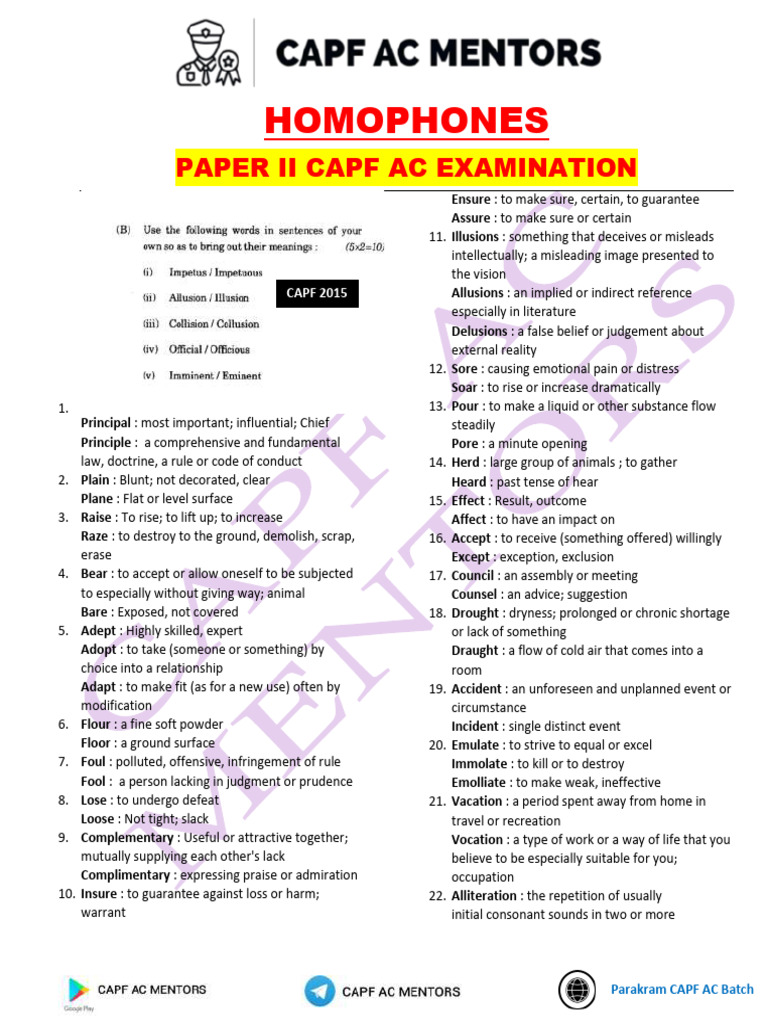 Homophones Paper II | PDF