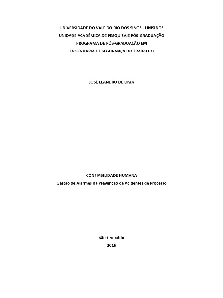 Confiabilidade Humana - Gerenciamento de Alarmes | PDF