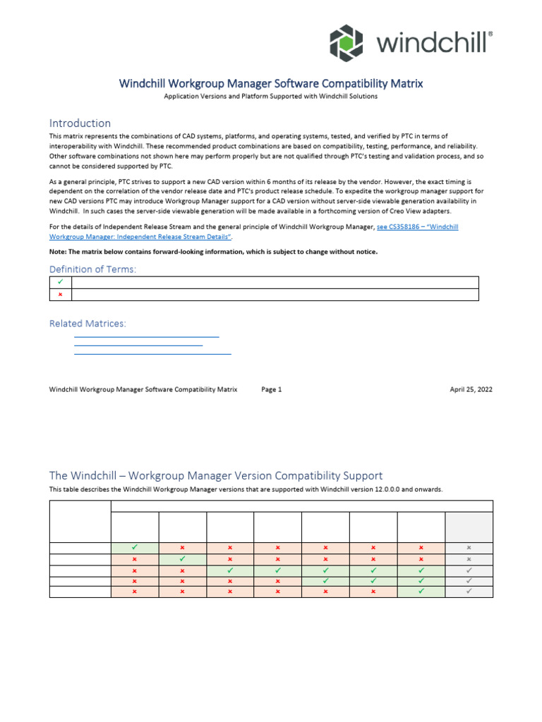 Windchill 12 Other CAD Tools Compatibility Matrix | PDF