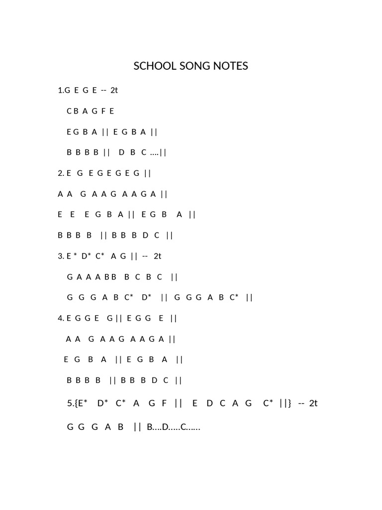 School Song Notes | PDF