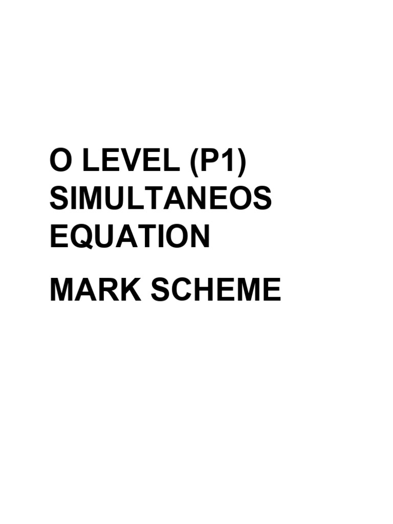Mark Scheme Simultaneous Eqns | PDF