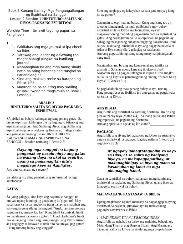Book 3 Lesson 2 Hintuturo Salita NG Diyos | PDF