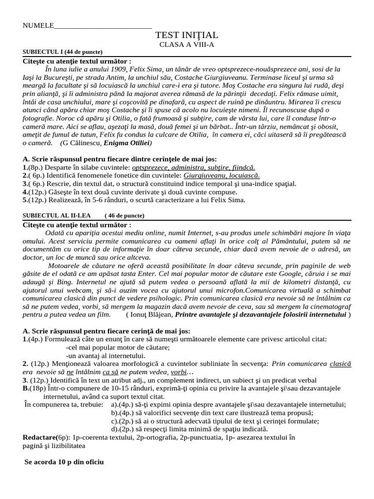 Test Cls 8 INITIALmodel EN | PDF