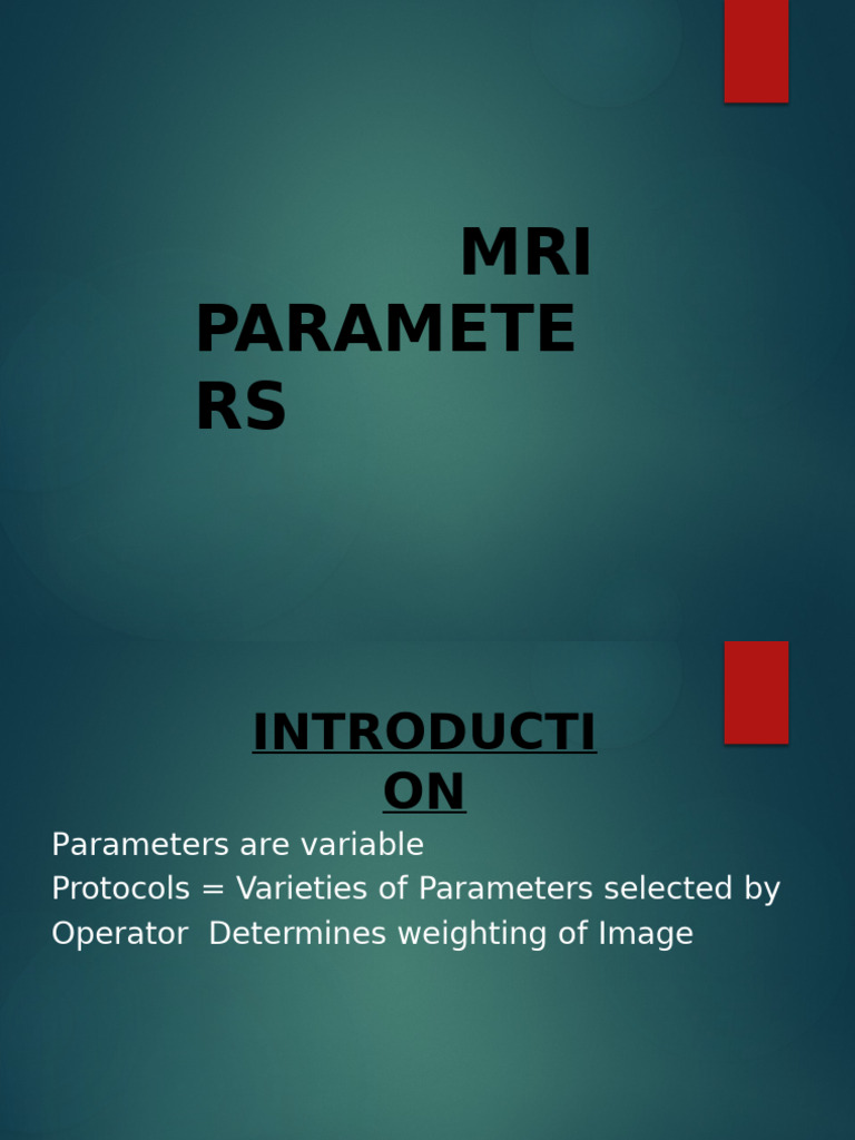 Parameters in MRI | PDF
