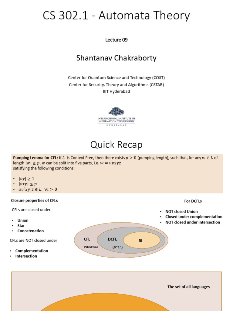 Automata Theory - Lecture 9 | PDF