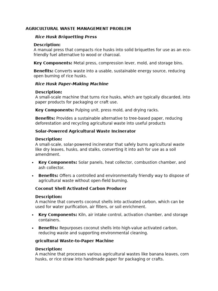 Agricultural Waste Management Problem | PDF