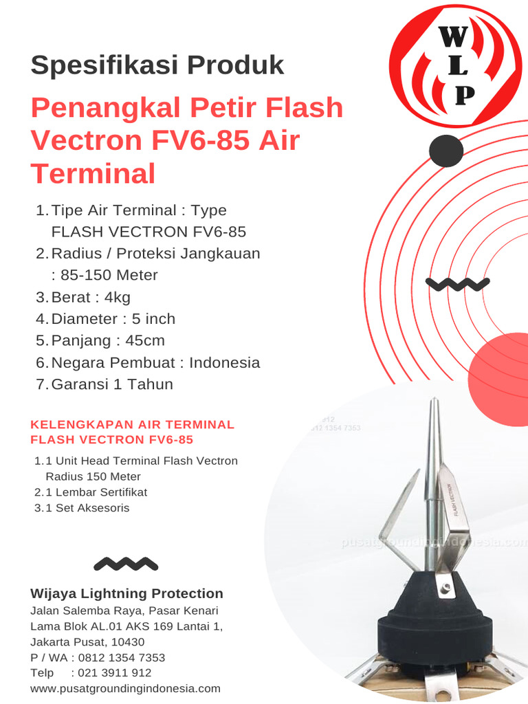 Penangkal Petir Flash Vectron fv6-85 Air Terminal | PDF