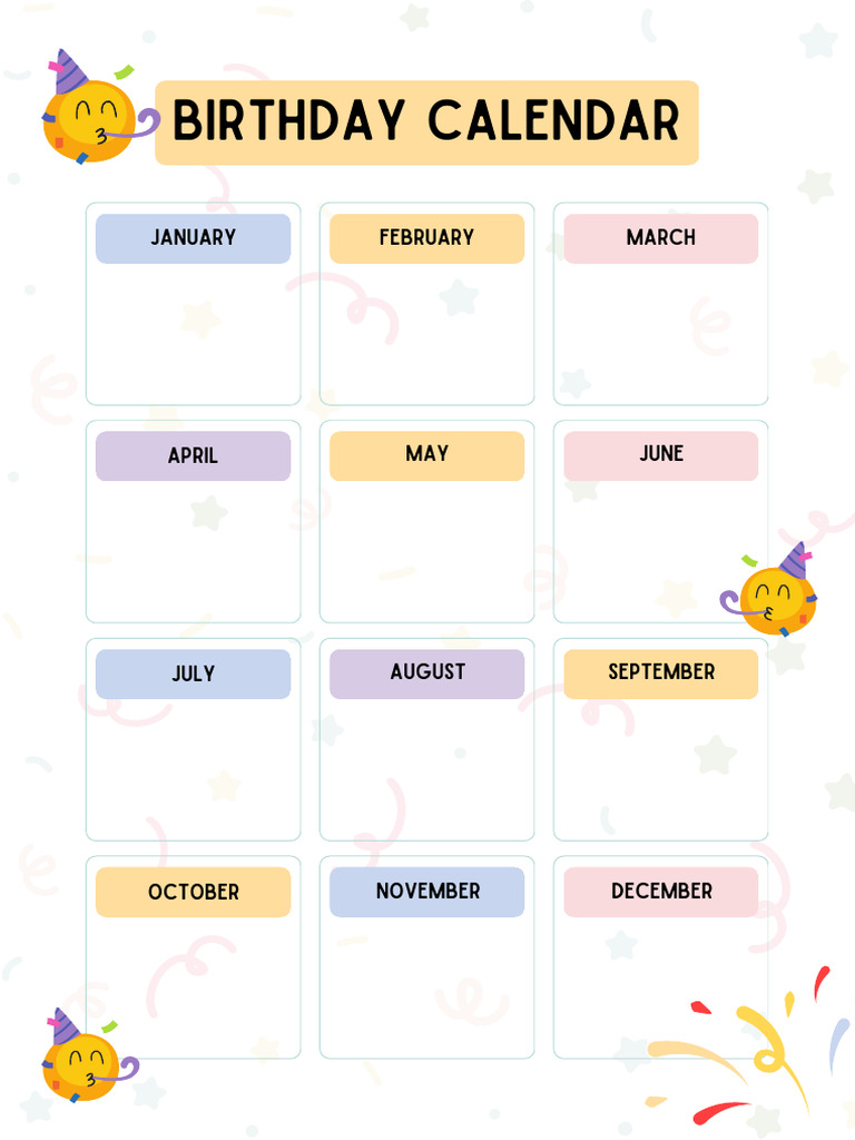 Class Birthdays Planner in Pastel Color Cute Style | PDF