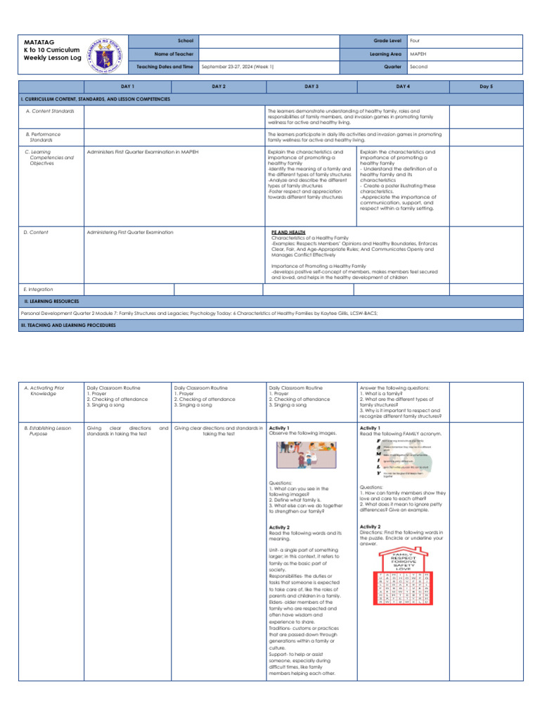 Q2 W1 Mapeh Matatag | PDF