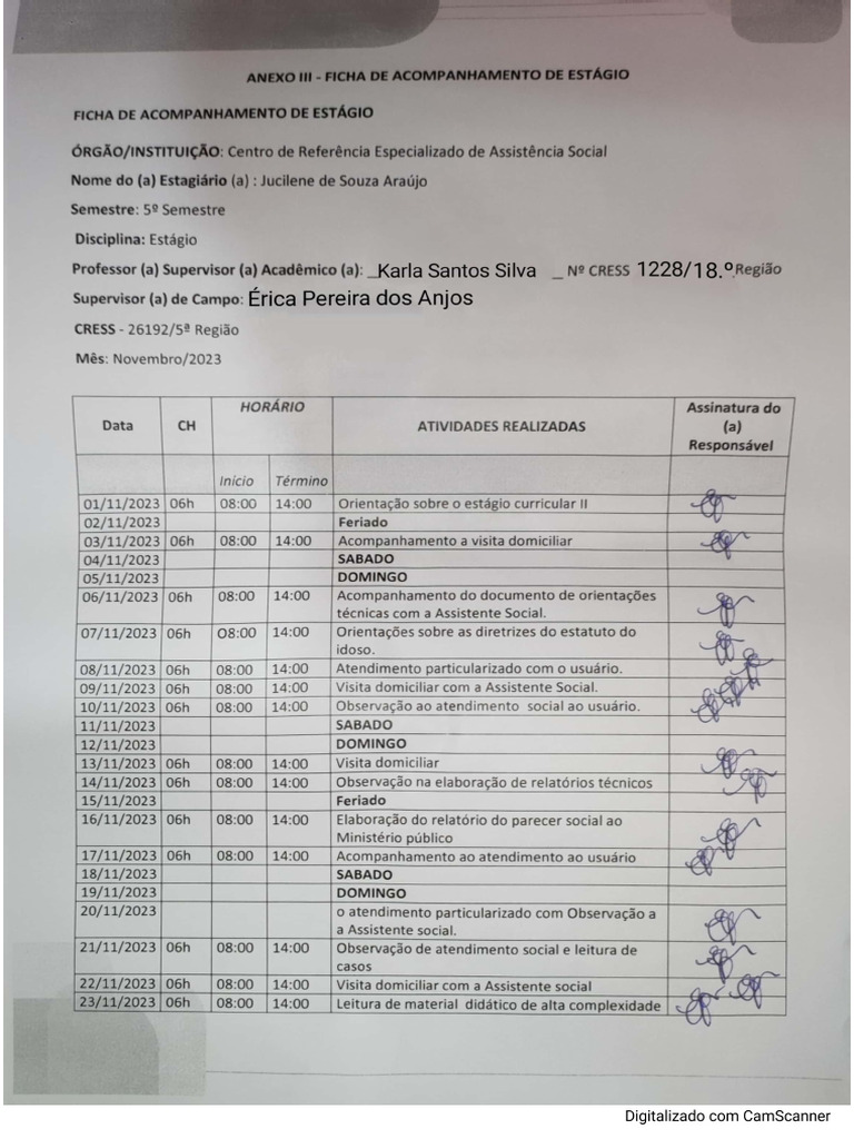 Ficha de Acompanhamento Do Estágio | PDF