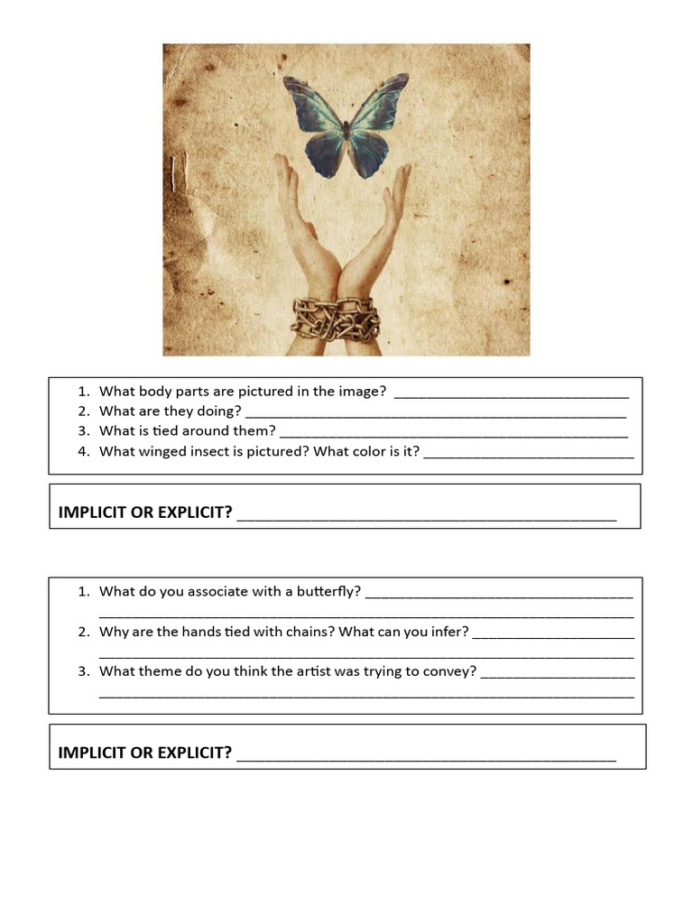 Implicit and Explicit Worksheet | PDF | Cognitive Science