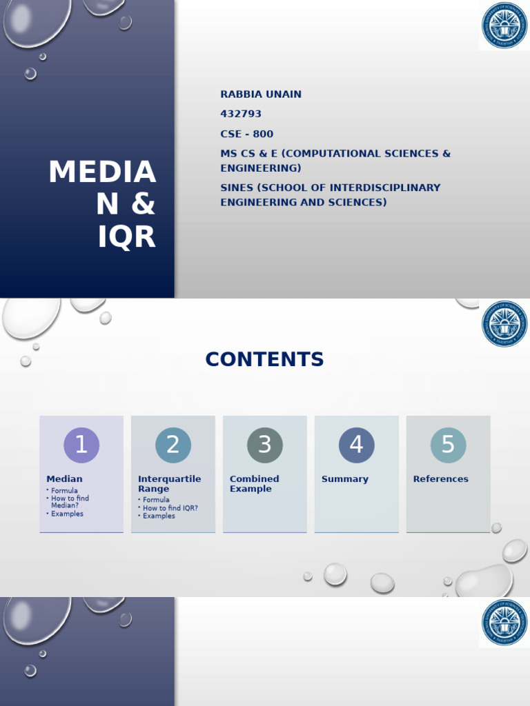 Median and Interquartile Range | PDF