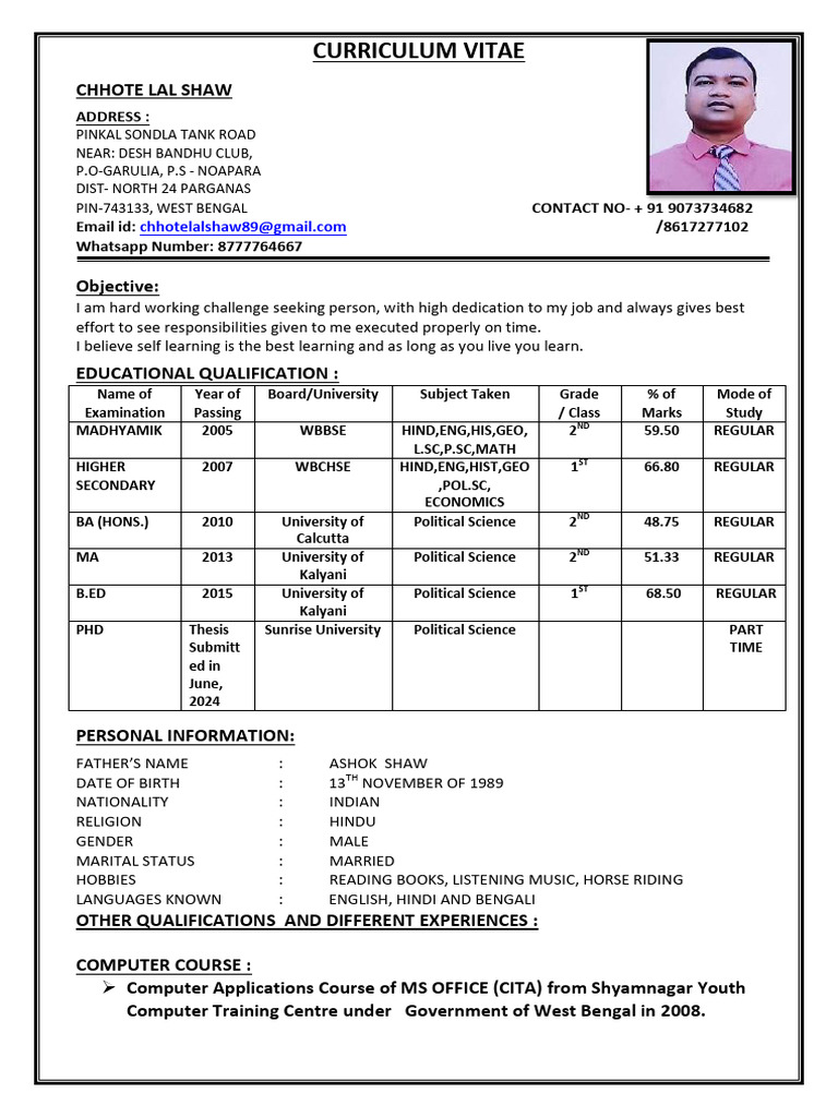 CHHOTE LAL CV, JULY, 2024 Final | PDF