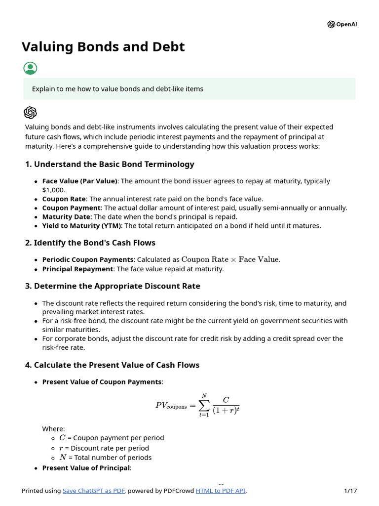 Valuing Bonds and Debt | PDF