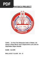 To Find The Refractive Index of Water, Oil Using A Plane Mirror and A ...