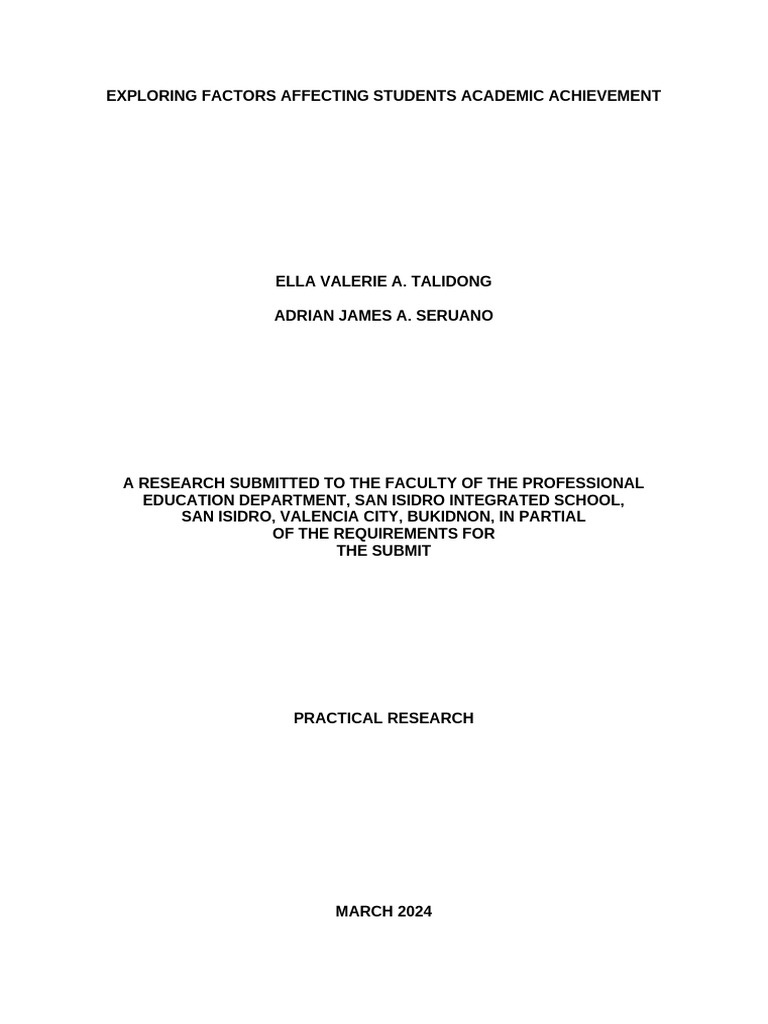 Exploring Factors Affecting Students Academic Achievement | PDF