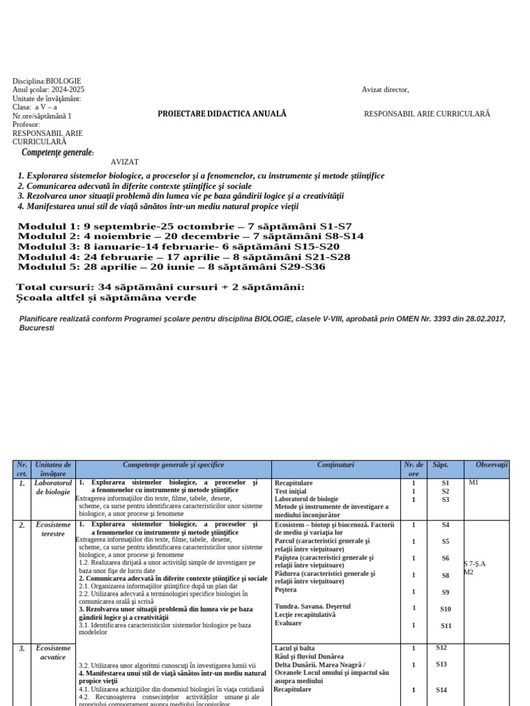 Planificare 20242025 cls.5 F | PDF
