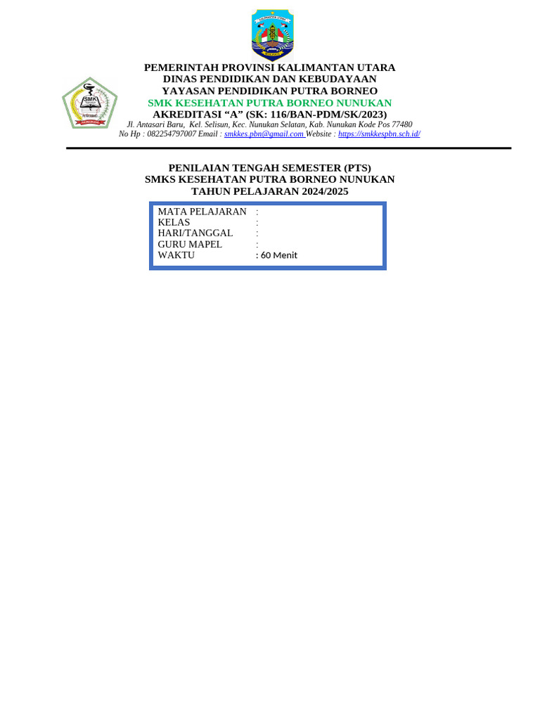 Kop Soal Pts 2024 | PDF