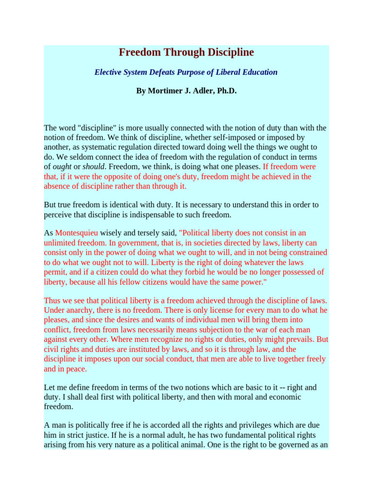 Freedom Through Discipline | PDF