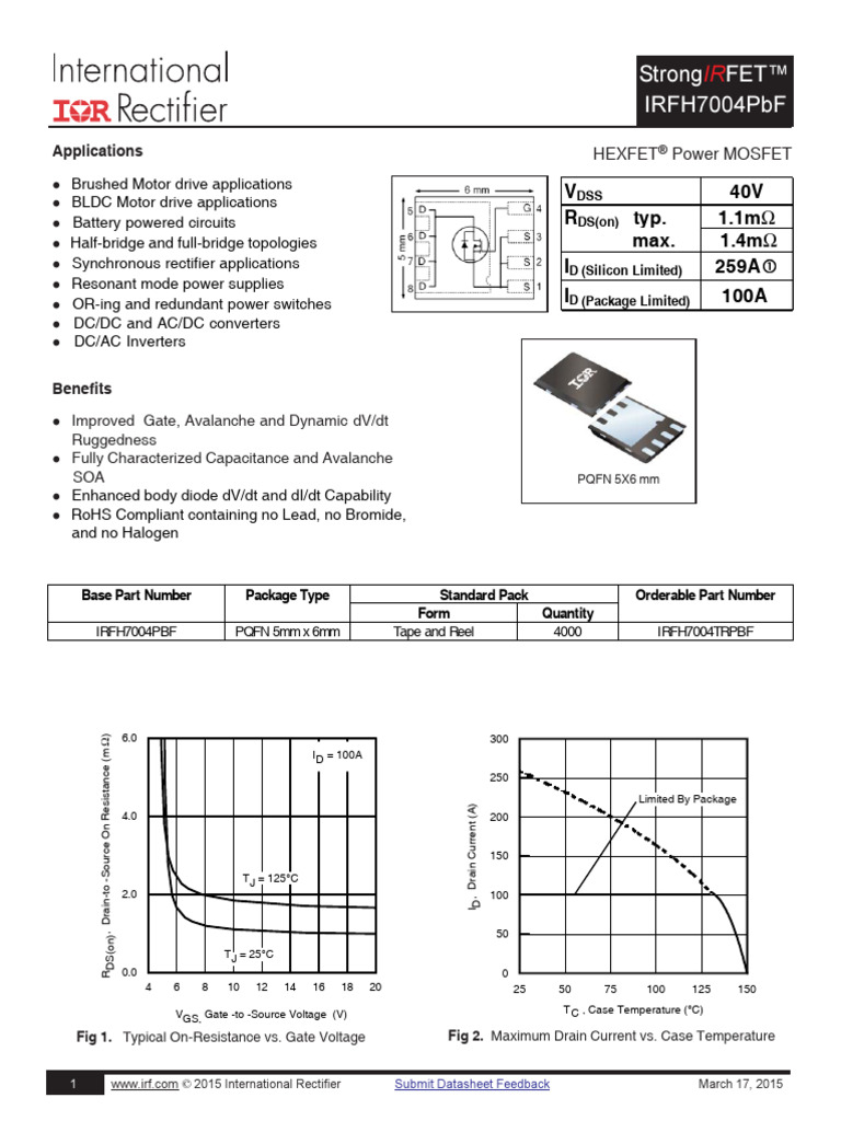 Infineon IRFH7004 DataSheet v01 - 01 EN | PDF