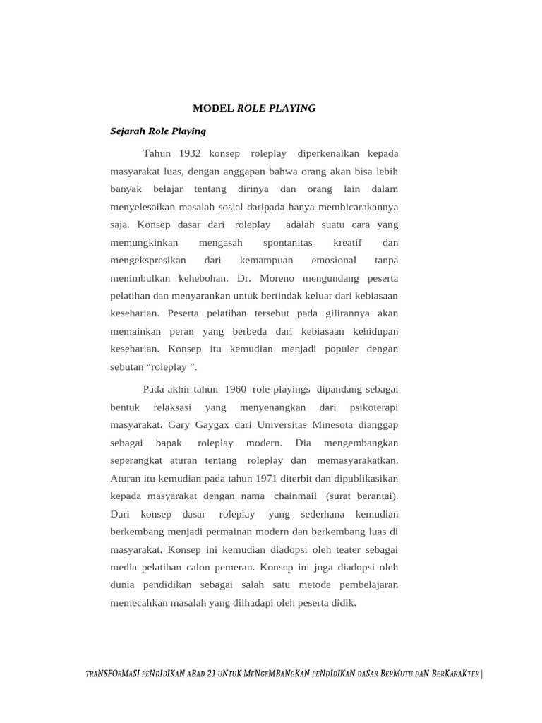 Model Role Playing Geogle Scholar | PDF