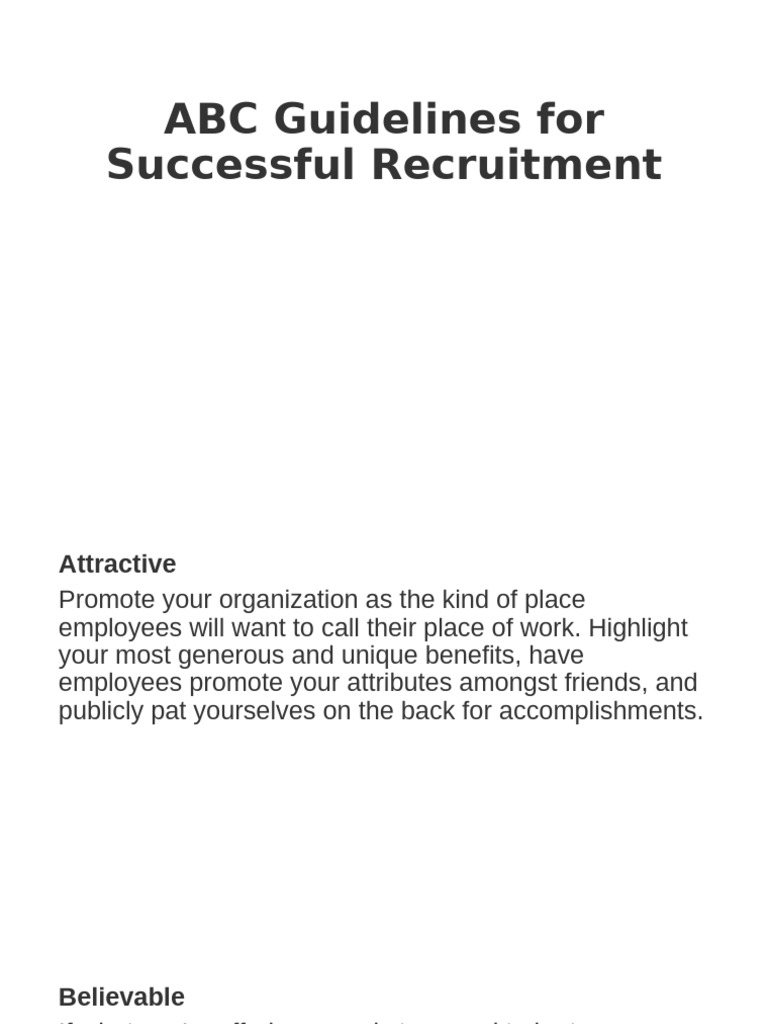 ABC Guidelines For Successful Recruitment | PDF