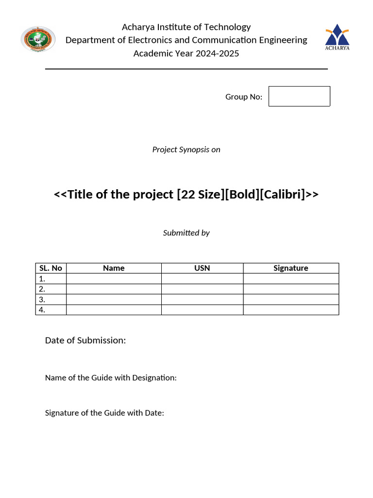 Project Synopsis Format | PDF