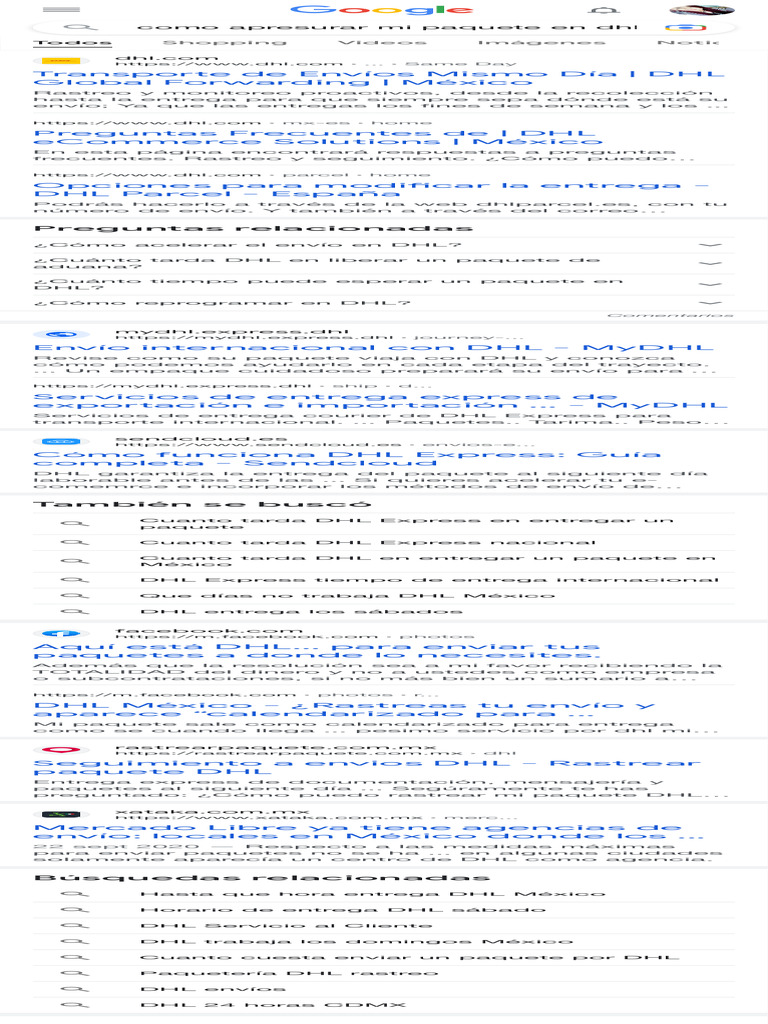 Como Apresurar Mi Paquete en DHL - Buscar Con Google | PDF