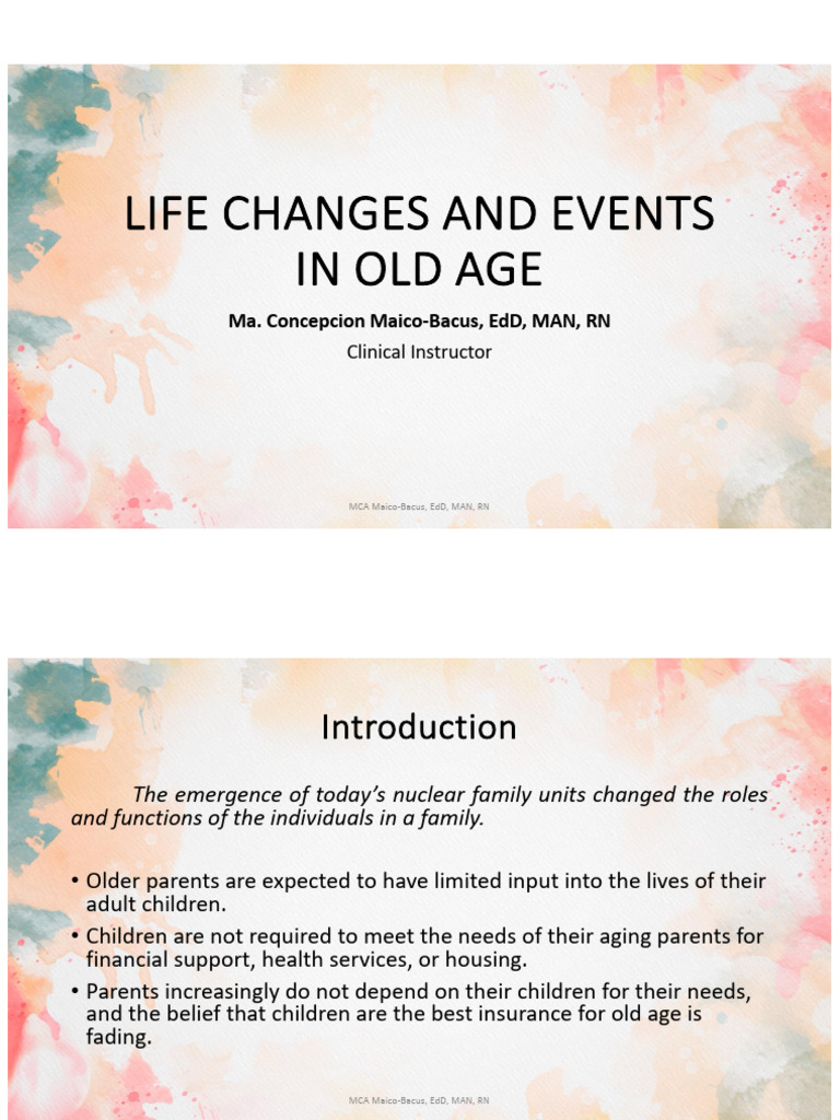 114 - Life Changes and Events in Old Age | PDF | Grandparent | Family