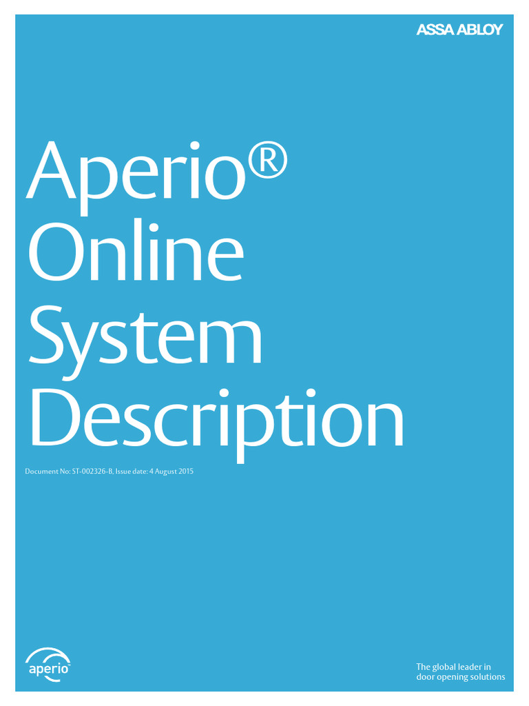 ST-002326 Aperio Online System Description-B | PDF | Access Control | Usb