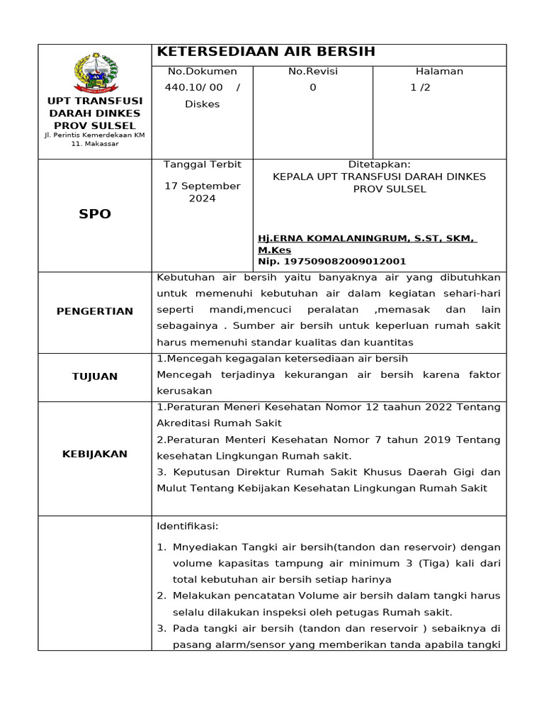 Contoh SPO UTD Akreditasi 24 | PDF