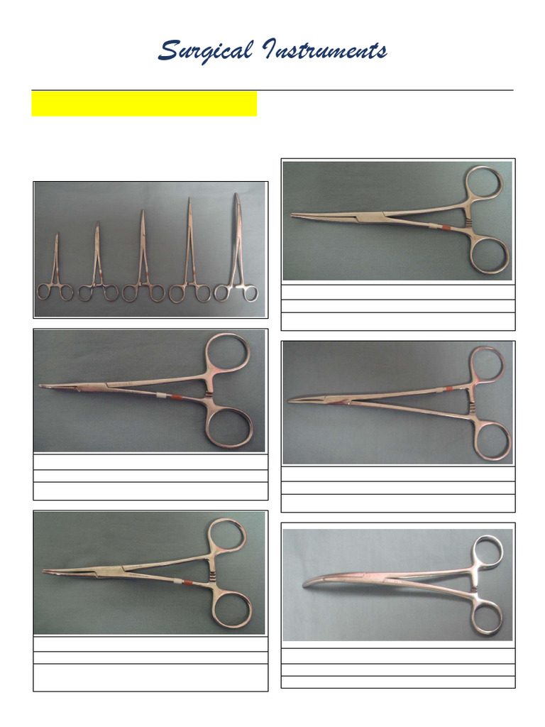 Surgical Clamping and Grasping Instruments | PDF | Surgical Suture | Knife