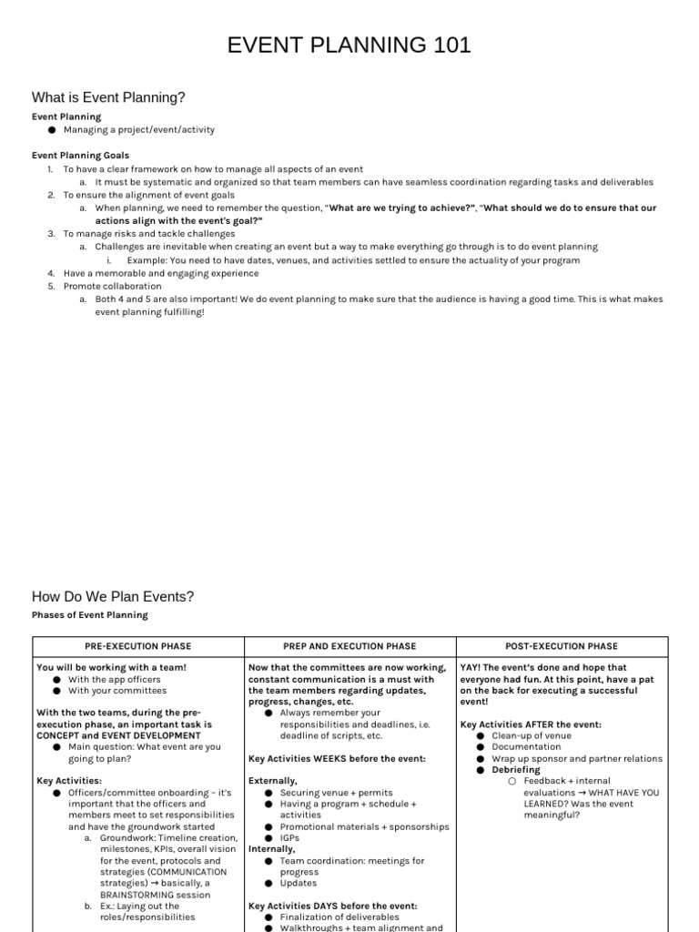 Event Planning 101 | PDF