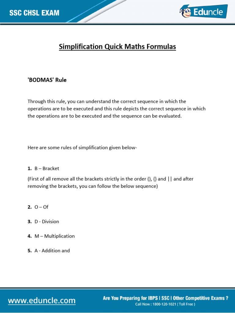 Simplification Formulas PDF | PDF