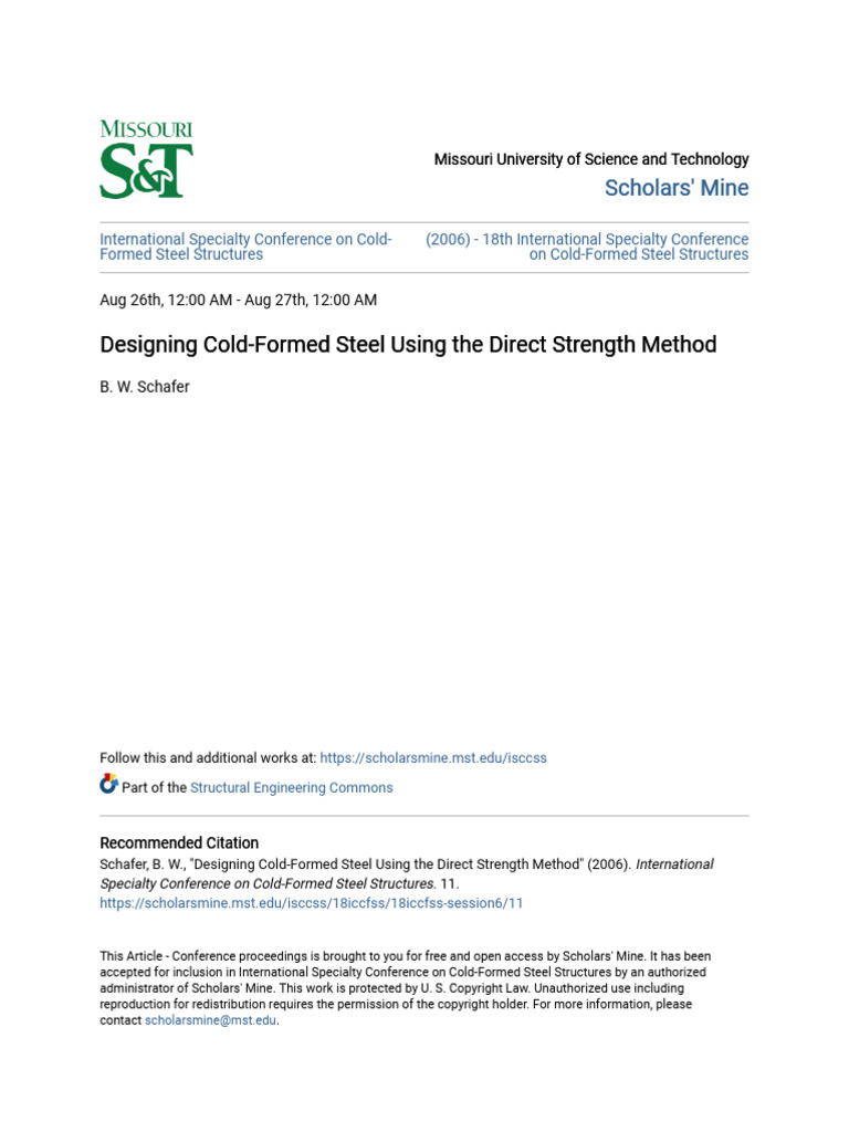 Designing Cold-Formed Steel Using The Direct Strength Method | PDF