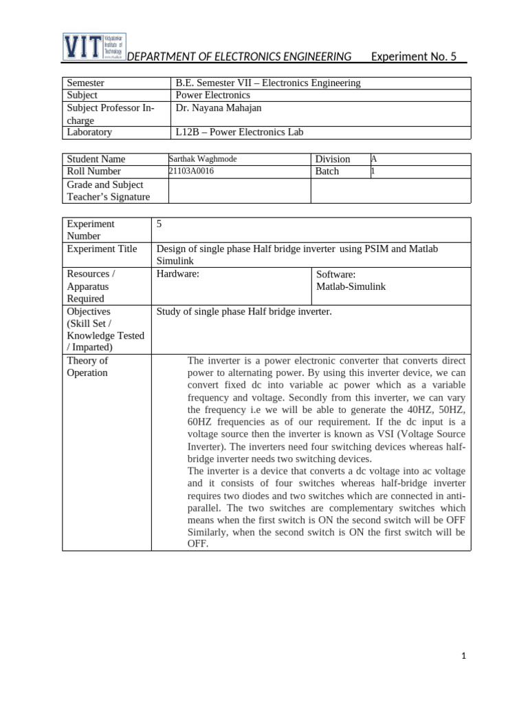 Experiment No.5 | PDF