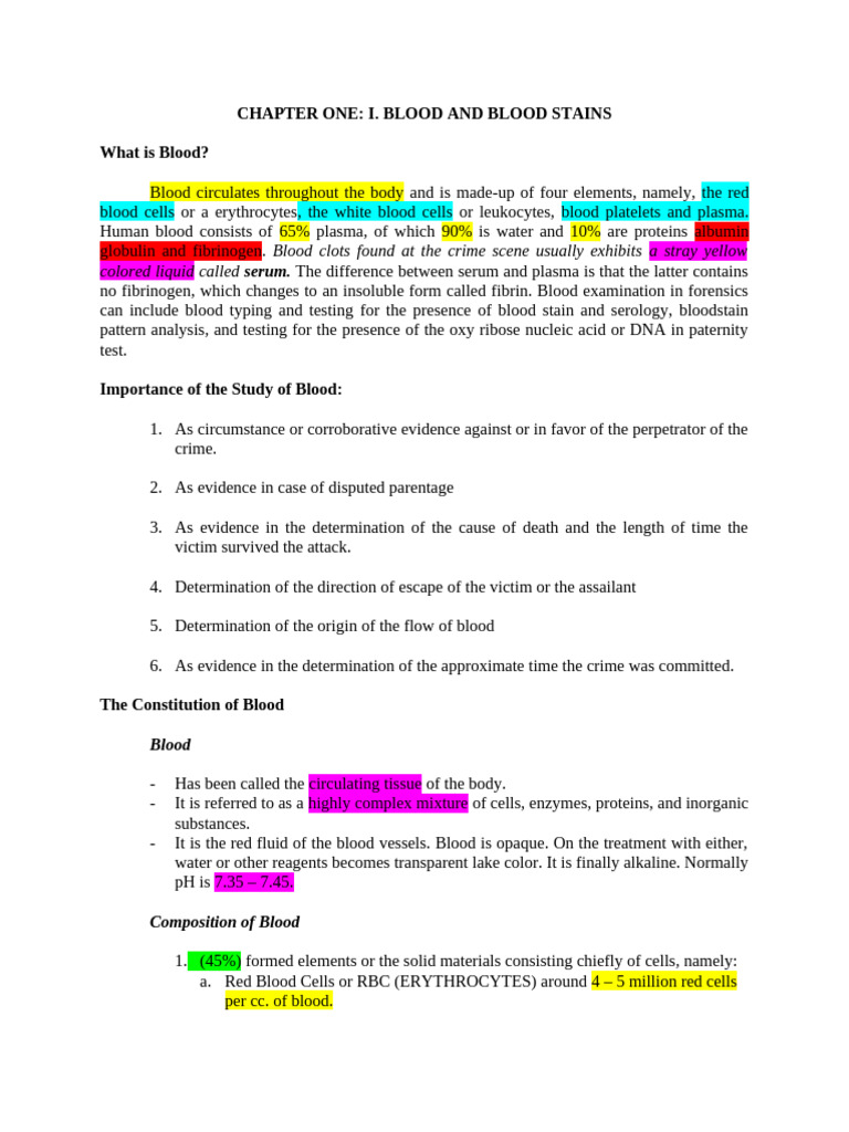 Blood and Blood Stain | PDF