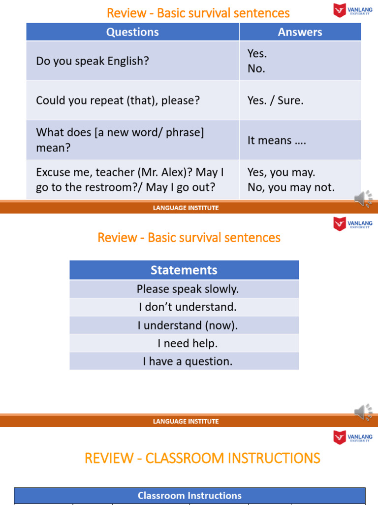 Review - Survival Sentences Classroom Instructions | PDF
