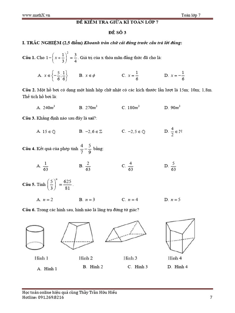 2 đề giữa kì 7 sau | PDF