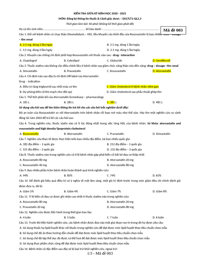 Bai Tap Dls Ttt Đề 003 | PDF