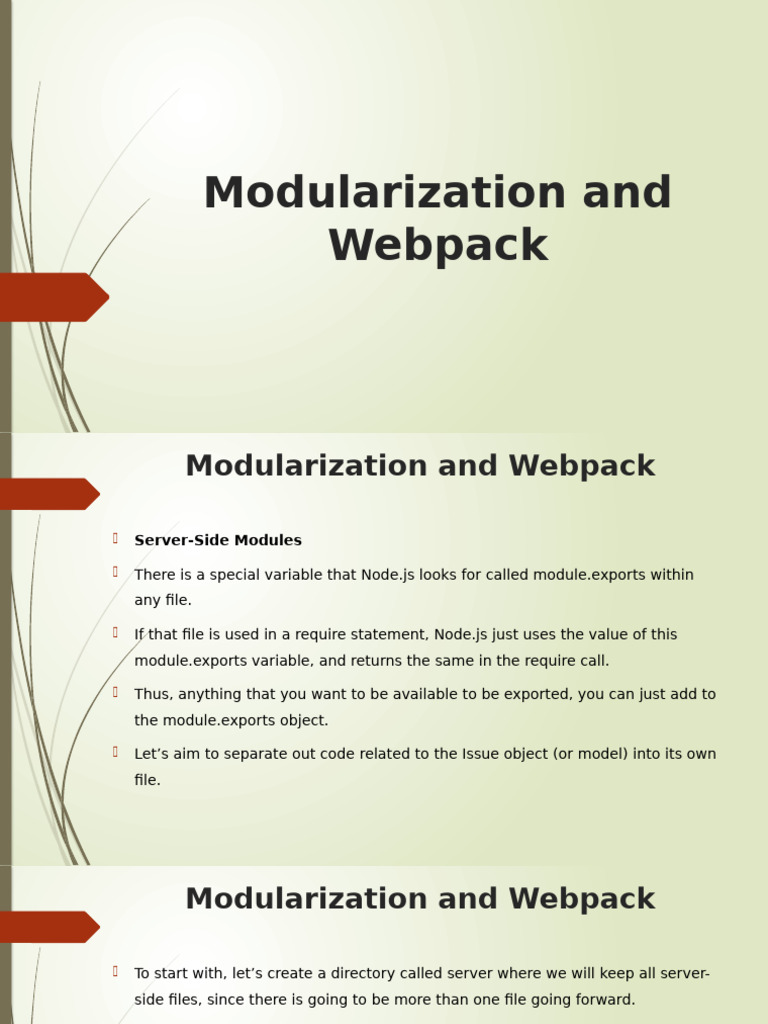 Modularization and Webpack | PDF Modularization and Webpack | PDF